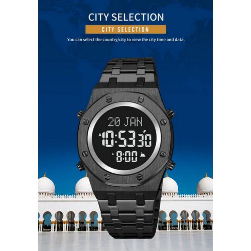 Jual Jam Tangan Digital Pria Muslim Qibla Men Digital Watch Muslim ...
