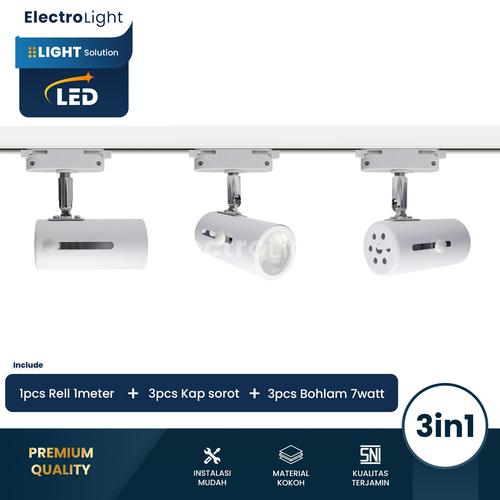 Jual Lampu sorot rell 3 in 1 spotlight isi 3 lampu tracklight LED ...