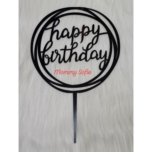 Jual Topper HBD Black Round Double List Topper Ulang Tahun Bulat ...