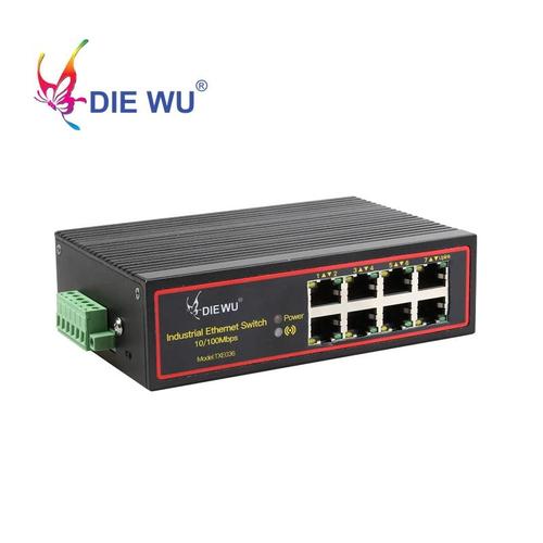 Jual DIEWU 8 Port Industri Ethernet Switch 10/100Mbps Network Switch ...