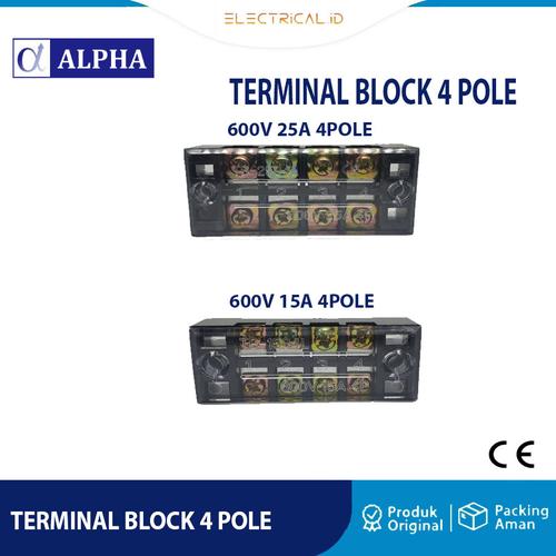 Jual Terminal Block 4Pole 25A atau 15A TB-250 Brand Alpha KUALITAS ...