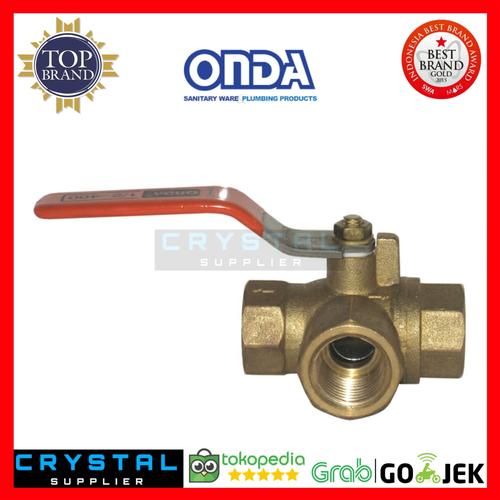 Jual BALL VALVE 3 WAY ONDA 1/2" inch Kuningan / Kran Three Way / Triway ...
