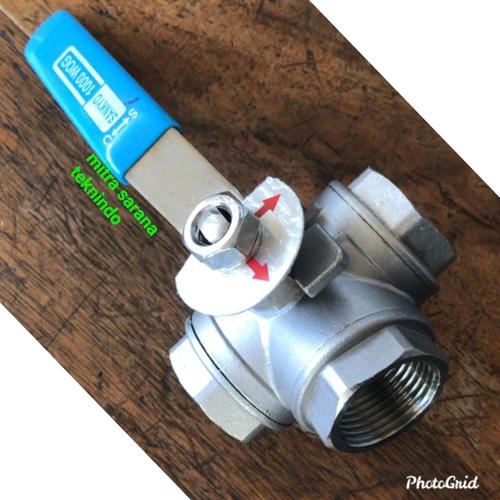 Jual Ball valve/stop kran 3way/3 way stainless SS316 drat ukuran 1 ...