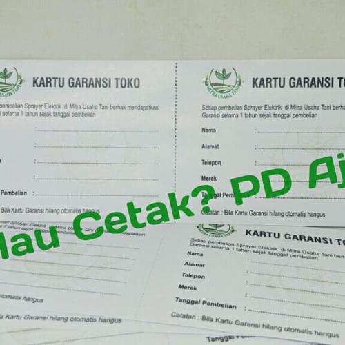 Jual Cetak Kartu Garansi Ukuran Besar Desain Full Color 2 sisi - Kab ...
