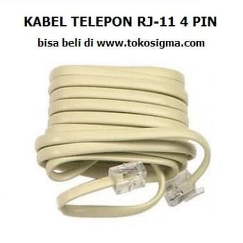 Jual KABEL TELP TELEPON TELEPHONE RJ-11 6P4C pin 4 FLAT 25 meter ...