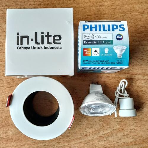 Jual downlight pinhole inbow Led philips mr16 4.5w warm white body ...
