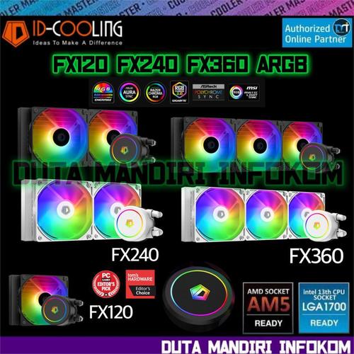 Promo ID-Cooling FX120 FX240 FX360 ARGB - AIO Liquid CPU Water Cooler - FX120 BLACK Cicil 0% 3x ...