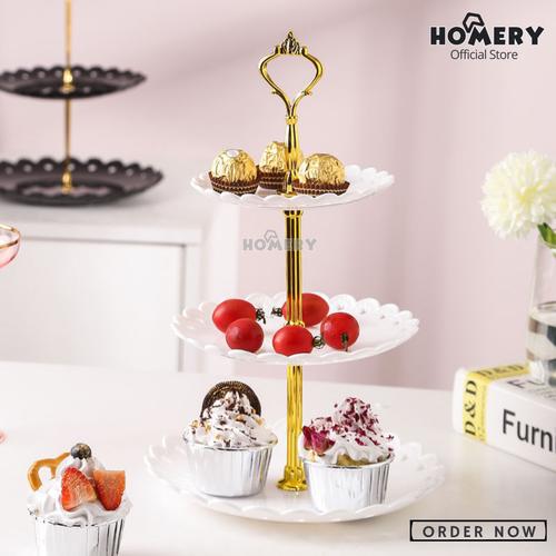 Promo Cake Tier Stand 3 Susun Tempat Rak Makan Buah Cupcake Plate ...