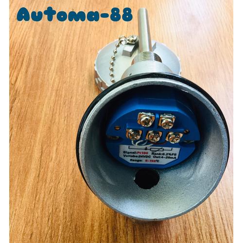 Jual Temperature Transmitter 4-20mA Sensor PT100 NPT 1/2” probe 200mm ...