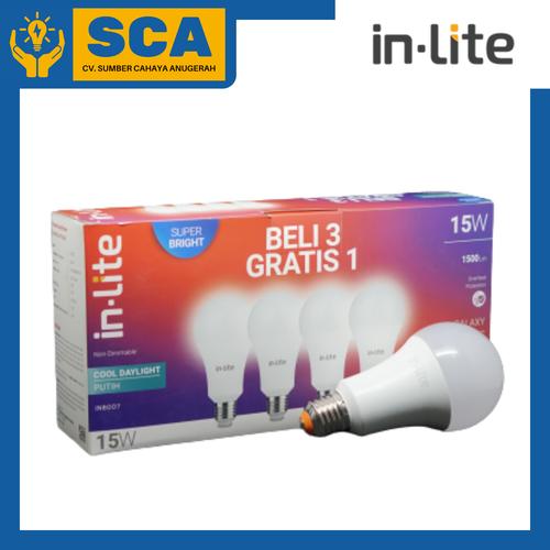 Jual Lampu Paket Led Inlite Led Bulb 15W INB007 Putih (Beli 3 + Gratis ...