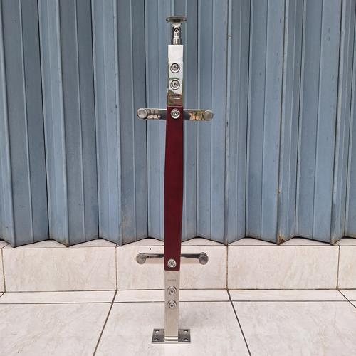 Jual Tiang railing stainless Ss 304 / tiang dobel plat kombinasi kayu ...