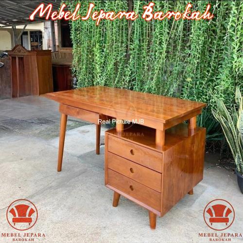 Jual Meja Kerja Kayu Jati Minimalis Scandinavian Workdesk 4 Laci Serbaguna - Kab. Jepara - MEBEL ...