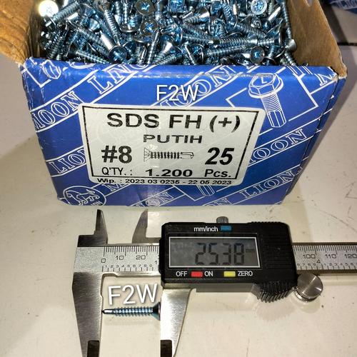 Jual SEKRUP SDS FH (+) 8x25 STEEL SKRUP ROOFING PUTIH SDS #8X25 - Kab ...