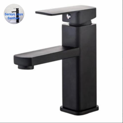 Jual Kran Wastafel Hitam Minimalis/Kran Wastafel Kotak Black Cold Only ...