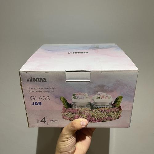 Jual Informa glass jar isi 4 set 290 ml stoples floral dengan keranjang ...
