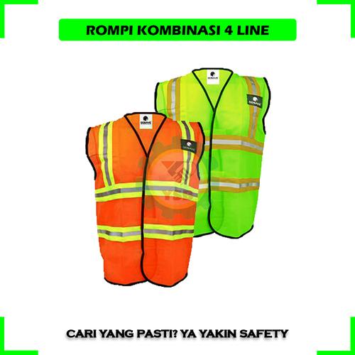 Jual Rompi Proyek Safety Reflektif Polyester Kombinasi 4 Garis Line Gosave - Hijau Stabilo - Kab ...