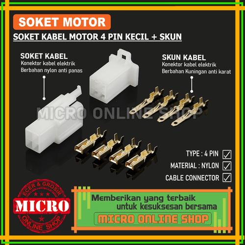Jual Socket Kabel 4 Pin Ukuran Kecil + Skun / Soket Kabel Motor ...