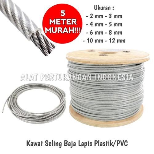 Jual Tali Seling Baja Sling Galvanis Lapis Plastik PVC 2 3 4 5 6 8 10 12 mm - 2 mm, 5 Meter ...