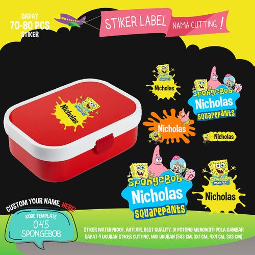 Jual Stiker Label Nama Anak Vinyl Waterproof - SpongeBob SquarePants ...