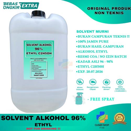 Jual ALKOHOL SOLVENT 96% 30 LITER FOOD GRADE / ALKOHOL 96% 30 LITER ...