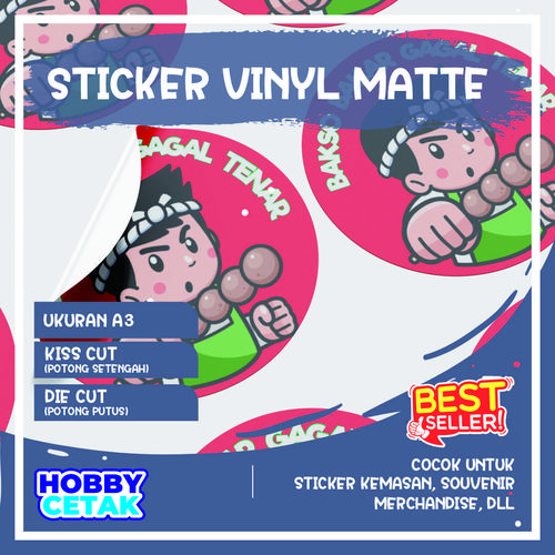 Jual Cetak Sticker Vinyl Matte Doff Quantac Ukuran A3+ Desain Custom ...