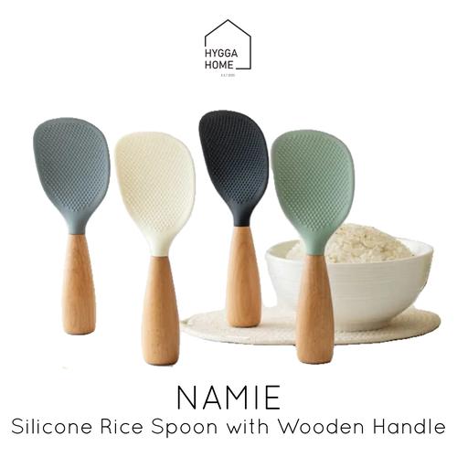 Jual NAMIE Standing Rice Spoon Centong Nasi Berdiri Silikon Gagang Kayu ...