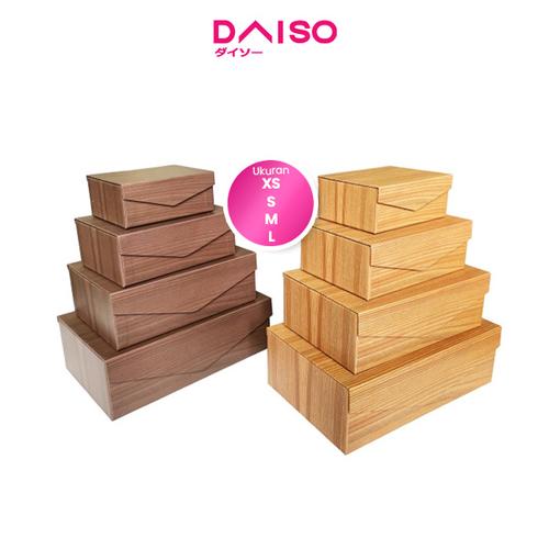 Jual Daiso Paper Box with Lid -4 Sizes - Rectangular - Wood Grain ...