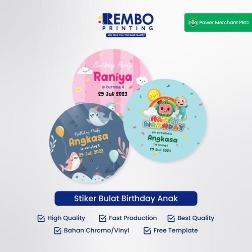 Jual Sticker Bulat Ulang Tahun Anak / Stiker Ultah / Birthday Sticker ...