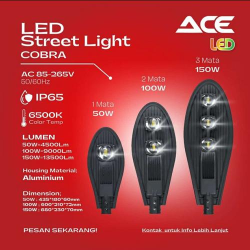 Jual Kap Lampu Jalan COBRA Cap street light pju led putih 50 100 150 w ...
