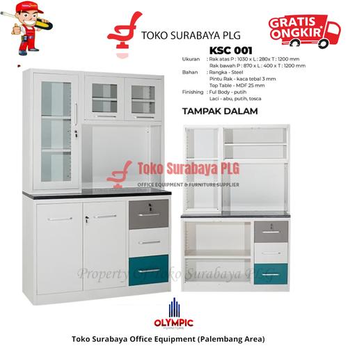 Jual Olympic Kitchen Set 3 pintu Plat Besi Lemari Dapur Rak Piring KSC ...