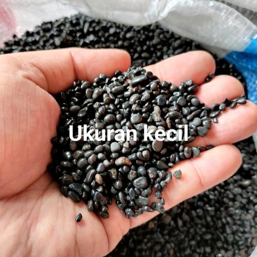 Promo Batu alam hitam 1 kg ukuran kecil, batu koral hitam abu hiasan ...