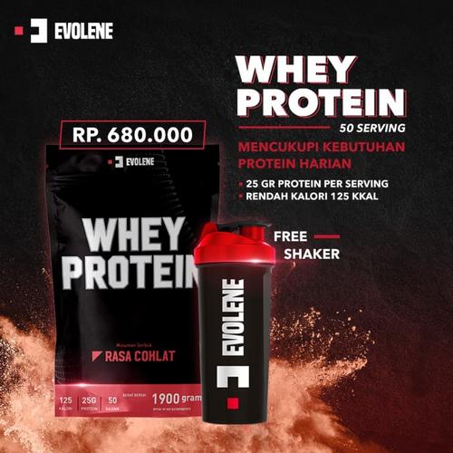 Jual Evolene WHEY PROTEIN evowhey 50 Sachet - Free Shaker - Coklat ...