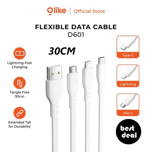 Promo Olike D601 30cm Kabel Data Cable Micro USB / USB-C / Lightning ...