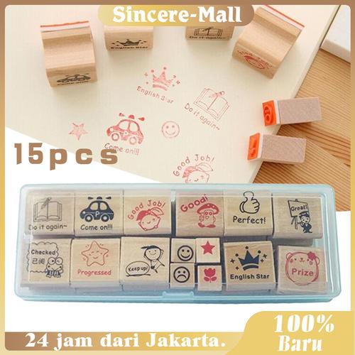 Jual 15 Pcs Stempel Guru Stempel Reward Penilaian Guru Stempel Kayu ...