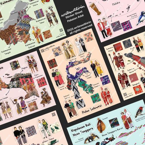 Jual (writeswihirin) Sticker Sheet Pakaian Adat Pulau Indonesia Penpal ...