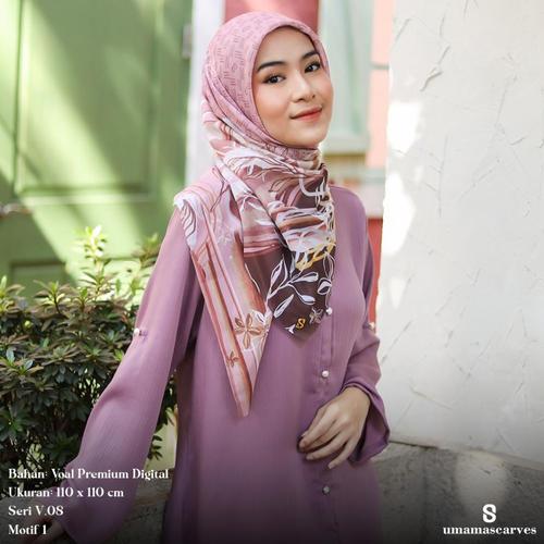 Jual BOX UMAMA SCARVES STANDAR FREE BROOCH Jilbab Segiempat Motif Umama ...