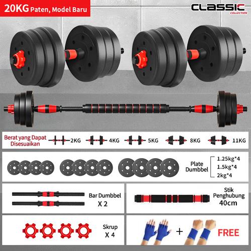 Promo Dumbbell Set 20KG Peralatan Fitness bisa disambung Tiang Angka ...