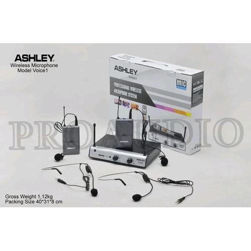 Jual Mic Wireless Ashley Voice1 Voice 1 ORI 2 Mic Jepit Clip On UHF ...