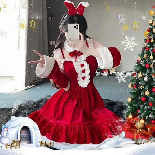 Jual Gaun Natal Uniform Temptation New Year Velvet Natal Mini Dress ...