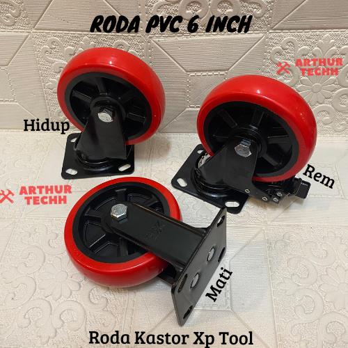 Jual Roda PVC 6" Inch (Mati Hidup Rem) Roda Kastor Troli Wheel STRONG ...
