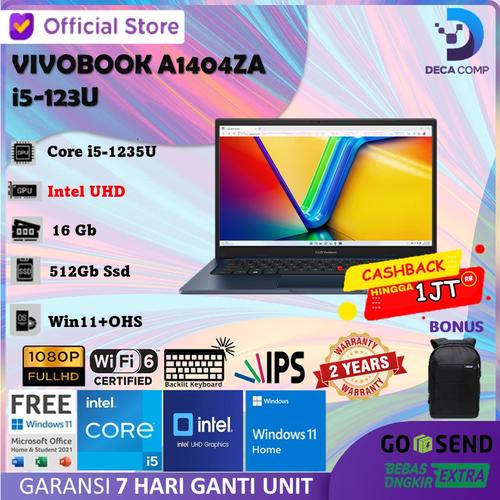 Promo ASUS VIVOBOOK 14 A1404ZA I5 1235U 8GB 512GB W11+OHS 14.0FHD VIPS ...