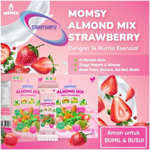Promo MOMSY Almond Rasa strawberry susu pelancar asi booster momsy box straw - Straw 6 Sachet ...