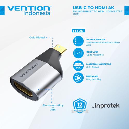 Jual Vention USB-C to HDMI 4K Adapter Thunderbolt to HDMI Converter ...