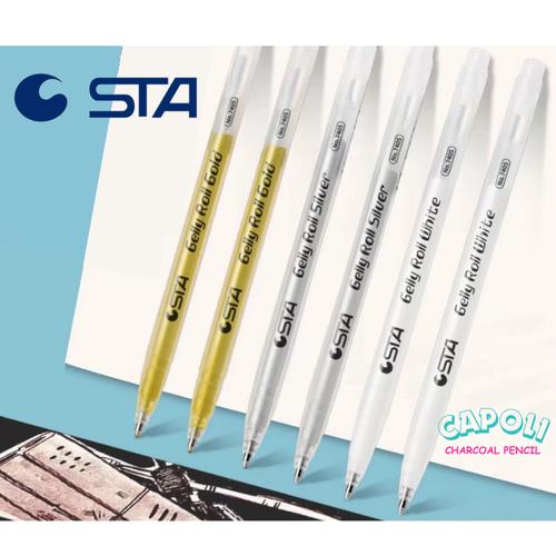 Jual STA Gold Silver White Gel Ink Pen | Pulpen Jelly Emas Silver 1mm ...
