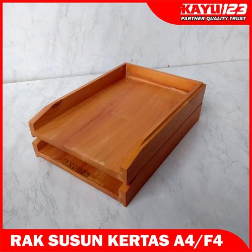 Jual Wooden Shelf Rak Tempat Penyimpanan Kertas A4/FA Bisa Di Susun ...