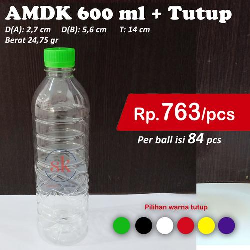 Jual Botol AMDK Air Minum Dalam Kemasan 600 ml+Tutup Segel Long Neck ...