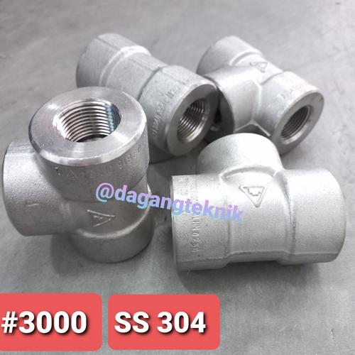 Jual Tee 1 x 1/2 inch ASA 3000 / Ansi 3000 / Class 3000 NPT/ Drat SS ...