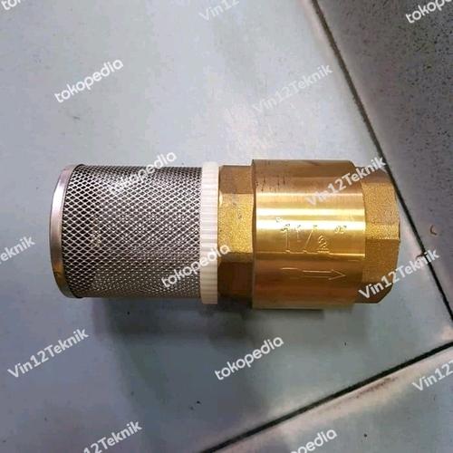 Jual Foot Valve Kuningan Set Saringan 1 1/2" Inch - Tusen Klep + Filter ...