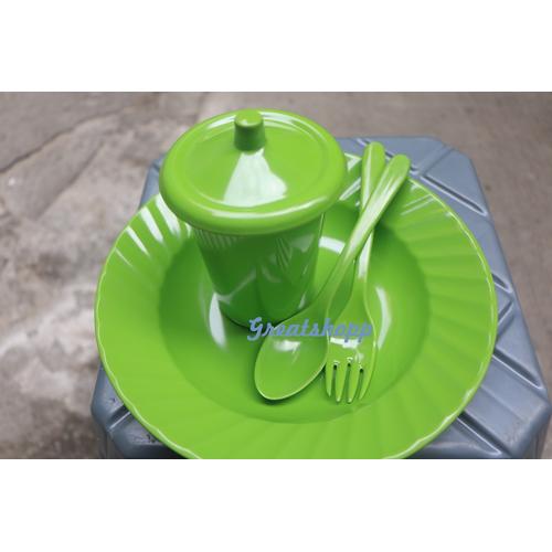Jual piring makan satu set gelas dan sendok I piring melamine I piring ...