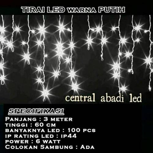 Jual Lampu Natal Tirai led 3 M x 60 cm - Putih, 3 M x 60 cm - Jakarta ...